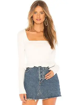 Superdown Priscilla Ribbed Top - White