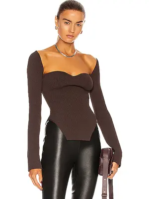 Khaite KHAITE Maddy Long Bustier Top Chestnut