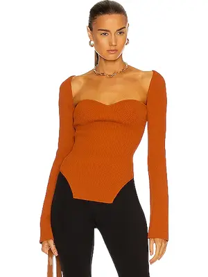 Khaite KHAITE Maddy Long Bustier Top Sienna