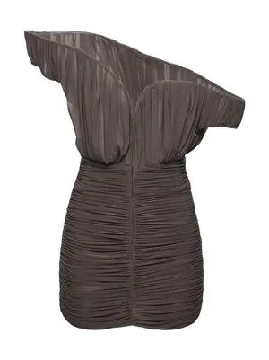 Magda Butrym Asymmetrical Petal Mini Dress - Brown