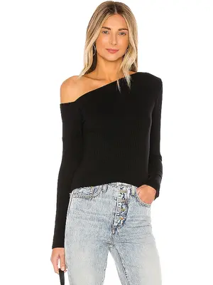 Michael Lauren Maples Long Sleeve Top - Black