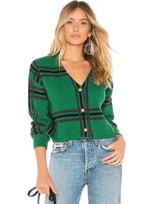 Tularosa Bellair Cardigan - Green Plaid
