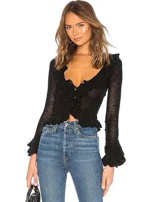 Lpa Ruffle Sweater Cardigan - Black