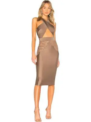 MICHAEL COSTELLO X Philip Midi Dress - Taupe