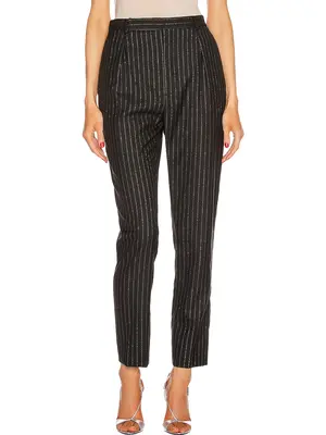 Saint Laurent Striped Tailored Pant - Black & Silver
