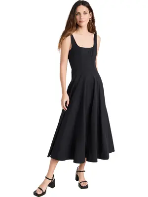 Staud Wells Midi Dress - Black