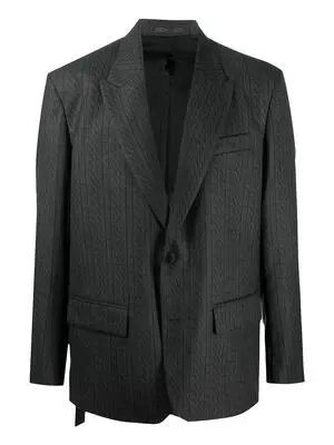 Valentino Garavani Vltn Print Single-breasted Blazer - Grey