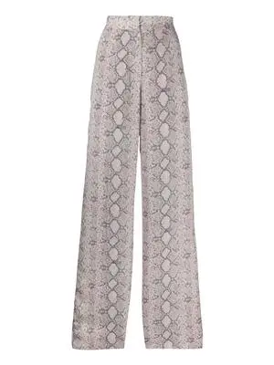 Rokh Snakeskin Print Wide-leg Trousers - Neutrals