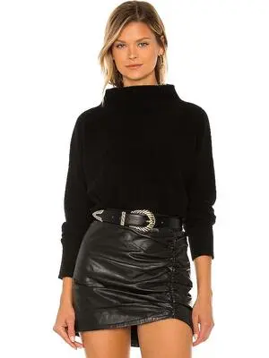 Vince Boiled Funnel Neck Pullover - Black