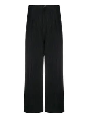 Y’s Pinstripe Wide-leg Trousers - Black