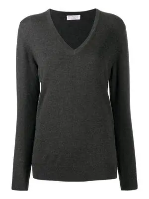 Brunello Cucinelli V-neck Cashmere Jumper - Grey