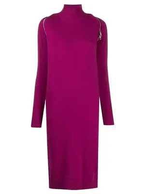 DIESEL Roll Neck Knit Dress With Zip Detail - Pink