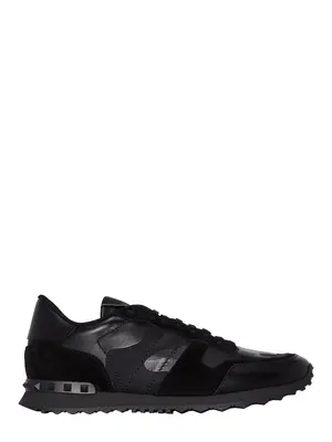 Valentino Garavani Rockrunner Camouflage-print Sneakers - Black