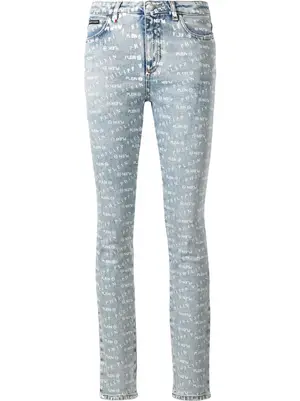 Philipp Plein Logo Print Jeans - Blue
