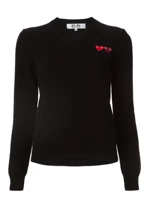 Play Comme Des Garcon V-neck Jumper - Black