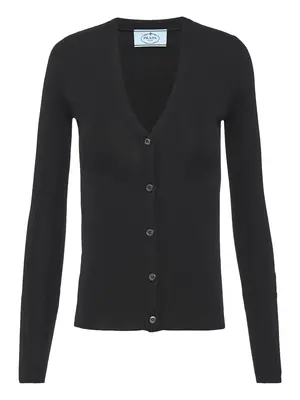 PRADA Prada V-Neck Cashmere-Silk Cardigan