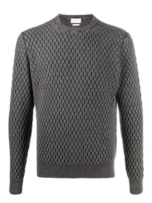 BALLANTYNE Diamond Lattice Knit Jumper - Grey