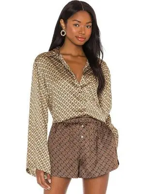 L'academie Oversized Button-down Shirt - Tan Chain