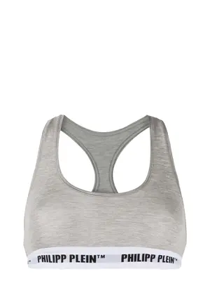 Philipp Plein Logo Band Sports Bra - Grey