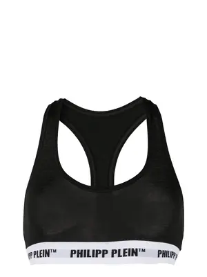 Philipp Plein Logo Band Sports Bra - Black