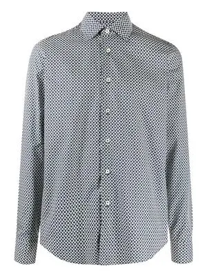 DELL'OGLIO Geometric Button-down Shirt - Blue