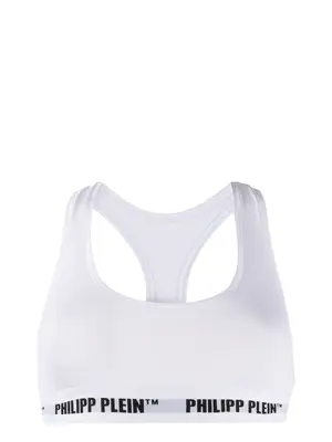 Philipp Plein Logo Band Sports Bra - White