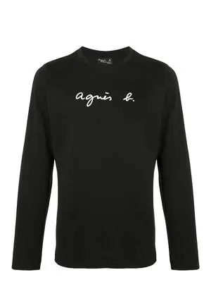 AGNÈS B. Logo Print Long-sleeved T-shirt - Black