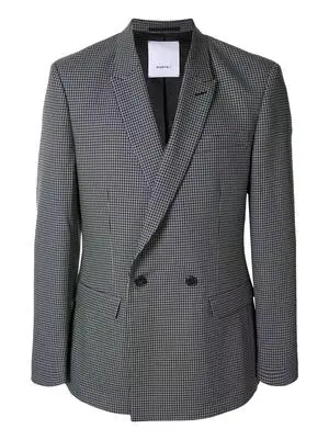 PORTS V Pied-de-poule Double-breasted Blazer - Grey