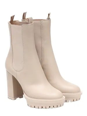 GIANVITO ROSSI Leather Ankle Boots - Beige