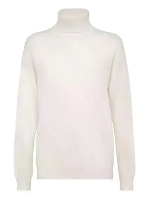 Brunello Cucinelli Mock-neck Cashmere Jumper - White
