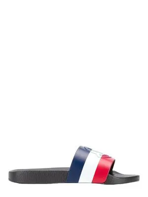 Moncler Striped Logo Slides - Blue