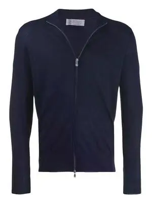 Brunello Cucinelli Zip-up Knit Cardigan - Blue