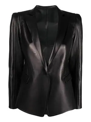 VALENTINO Single-Breasted Leather Blazer