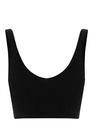 Cashmere In Love Ribbed-knit Cropped Top - Black