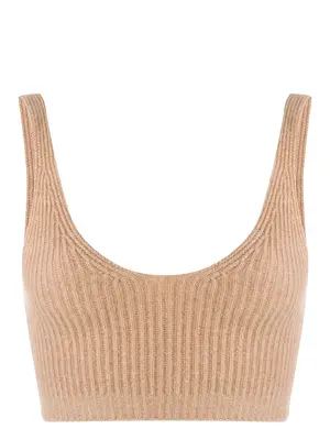 Cashmere In Love Reese Ribbed-knit Cropped Vest - Neutrals