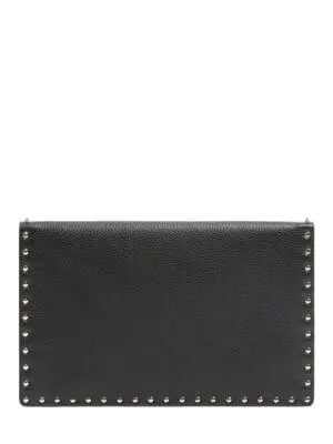 Valentino Garavani Rockstud Grainy Calfskin Envelope Pouch - Black
