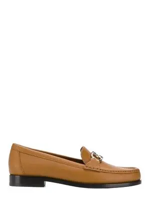 FERRAGAMO Leather Slip-on Loafers - Brown