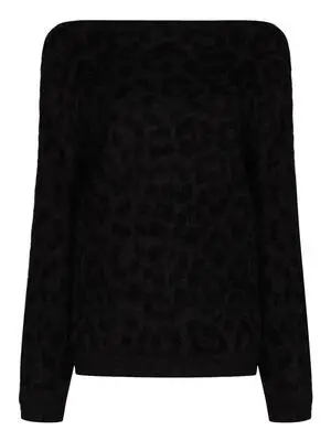 VALENTINO Off-Shoulder Leopard Knit Jumper