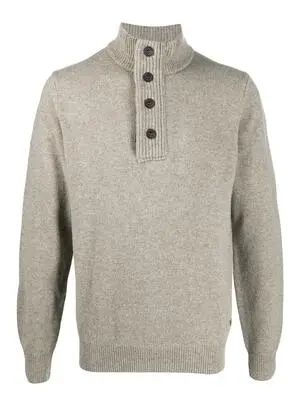 Barbour Stand-up Collar Buttoned Jumper - Neutrals