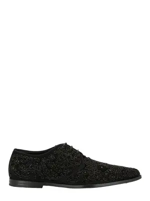 Dolce & Gabbana Embroidered Suede Derby Shoes - Metallic