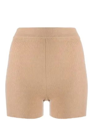 Cashmere In Love Alexa Ribbed-knit Biker Shorts - Neutrals