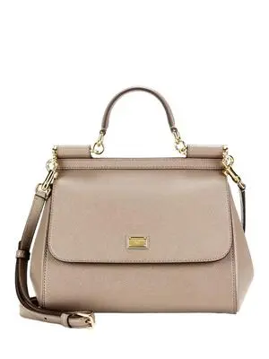 Dolce & Gabbana Sicily Medium Leather Shoulder Bag - Grey
