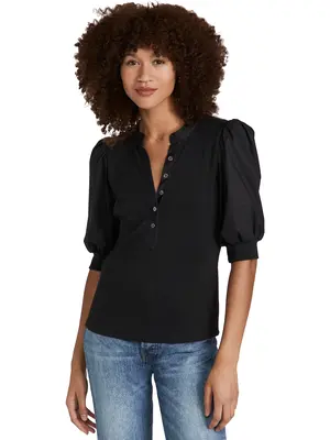 Veronica Beard Veronica Beard Jean Coralee Henley Top Black