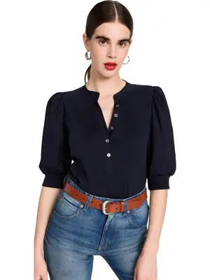 Veronica Beard Veronica Beard Jean Coralee Henley Top Navy