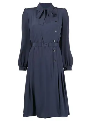 MAISON MARGIELA Side Button-fastening Belted Dress - Blue