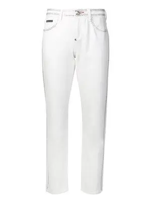 Philipp Plein Crystal Embellished Slim-fit Jeans - White