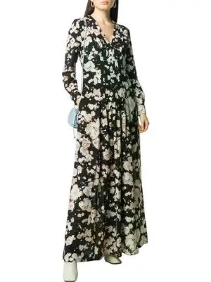 Moschino Floral Print Maxi Dress - Black