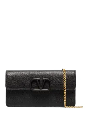 Valentino Garavani Vlogo Signature Leather Wallet-on-chain - Black