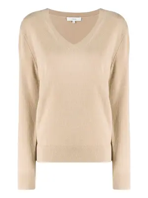 Vince V-neck Knitted Jumper - Brown