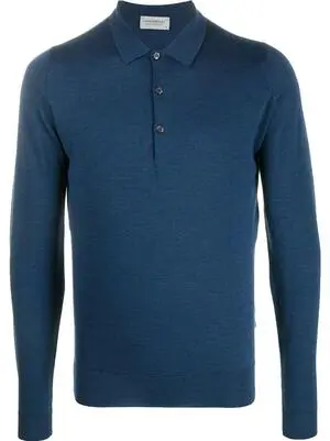 John Smedley Long-sleeve Polo Shirt - Blue